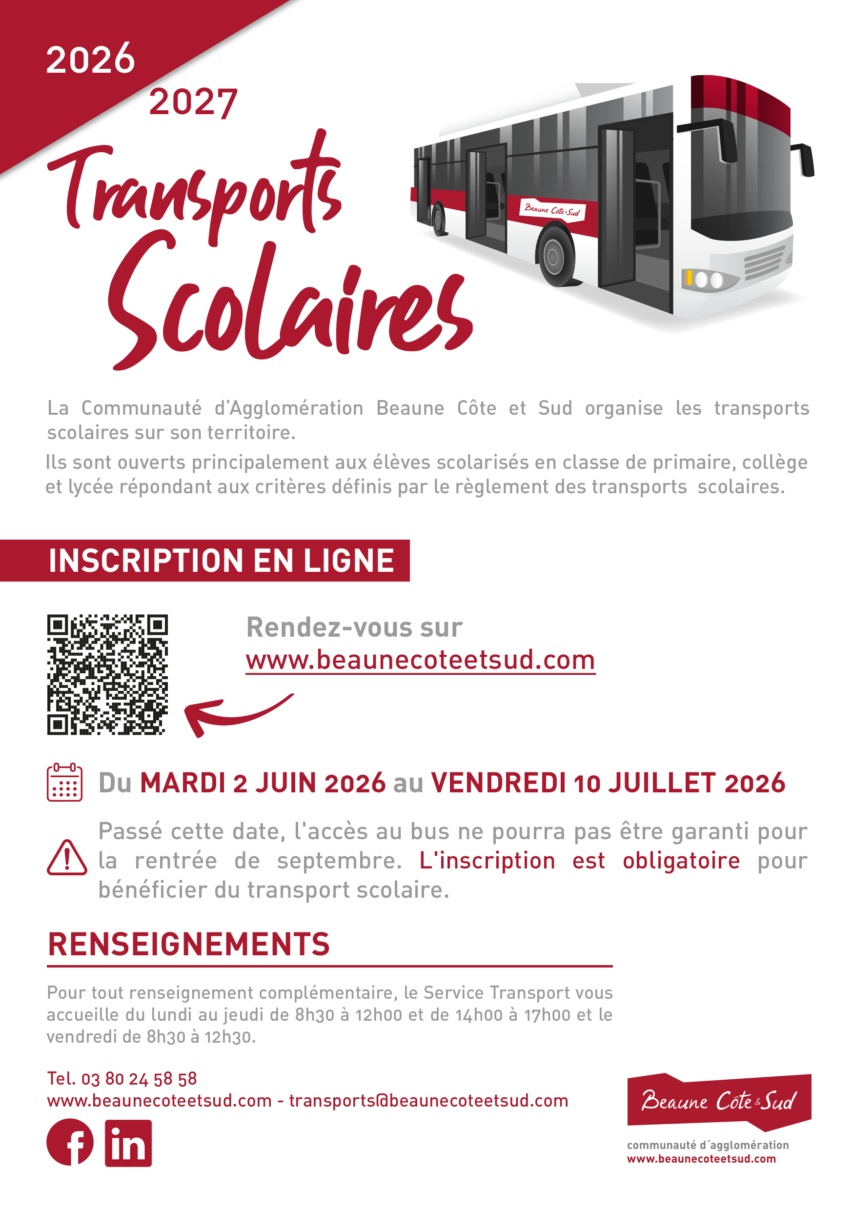 Inscriptions aux transports scolaires - Communauté d'Agglomération ...